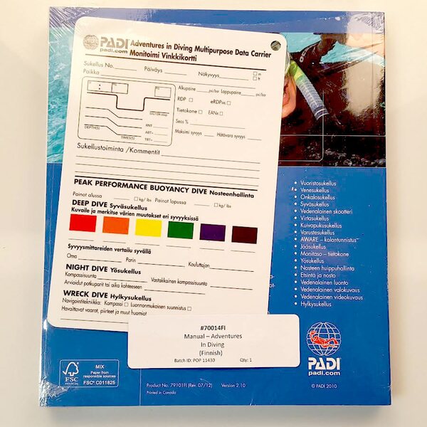 PADI Advanced Open Water Diver - oppikirja + slate | Diving course ...