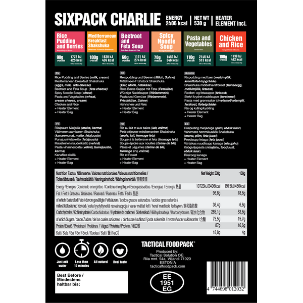Tactical Foodpack Tactical Six Pack Charlie | Camping food - meal ...